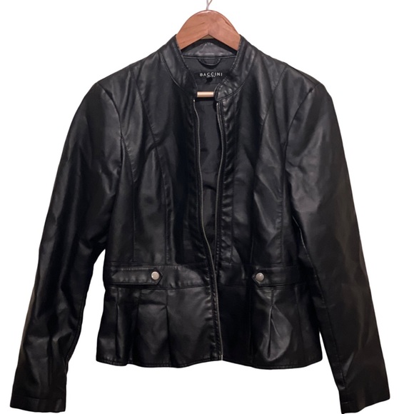 Baccini | Jackets & Coats | Faux Leather Peplum Jacket | Poshmark